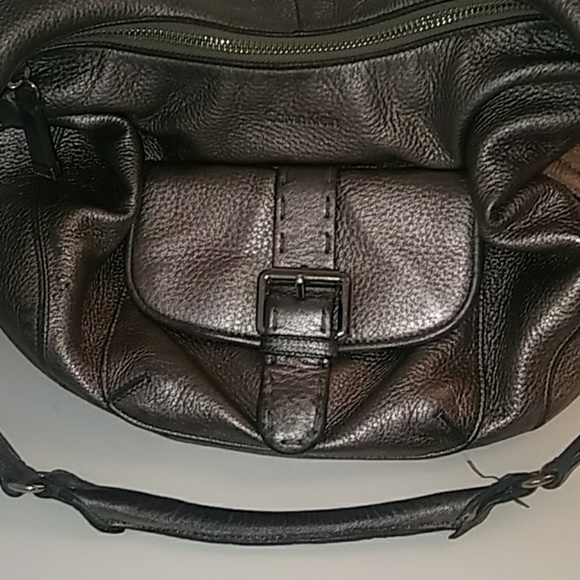 Calvin Klein | Bags | Calvin Klein Gunmetal Purse Large Leather Hobo ...